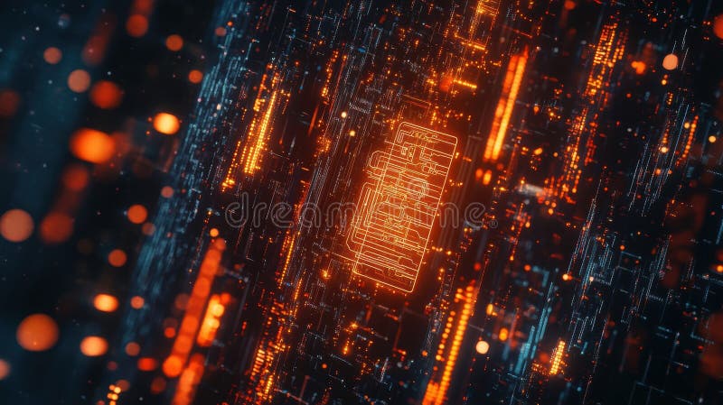 Innovative Manufacturing Process with Glowing Orange Circuit Board and ...