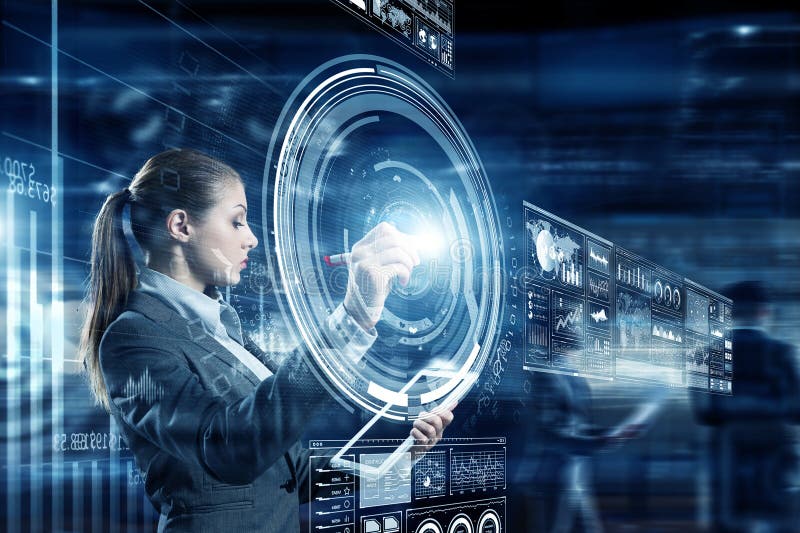 Innovative Media Technologies in Use Stock Photo - Image of financial ...