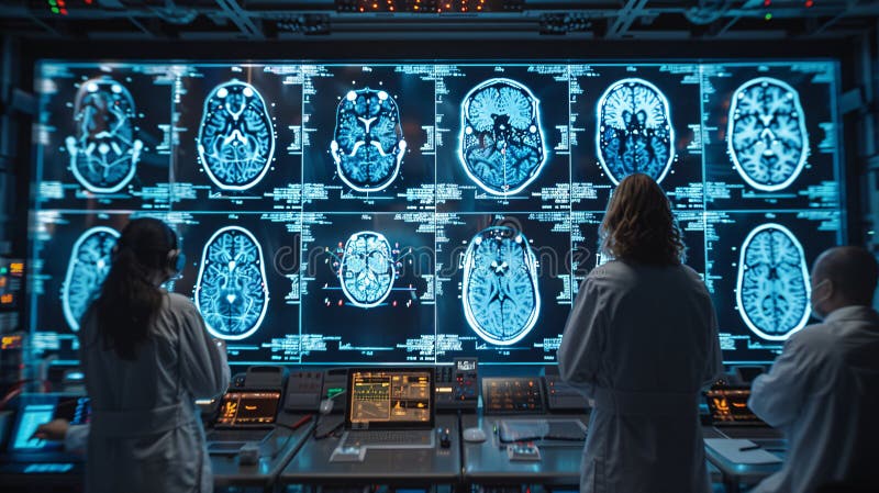 Innovative Medical Team Analyzing Brain Scans in High Tech Lab. Stock ...