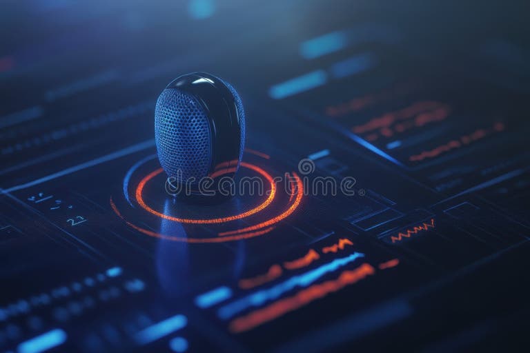 Innovative Microphone on a Futuristic Digital Interface in a Studio ...