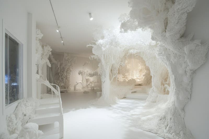 Innovative Mixed Media Art Installation in an All-White Gallery Space ...
