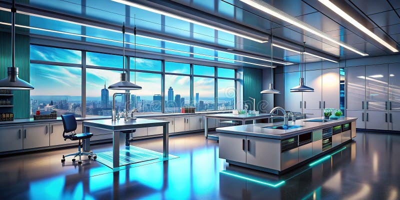 Cleanroom with Sleek and Modern Robots, Interacting with Advanced ...