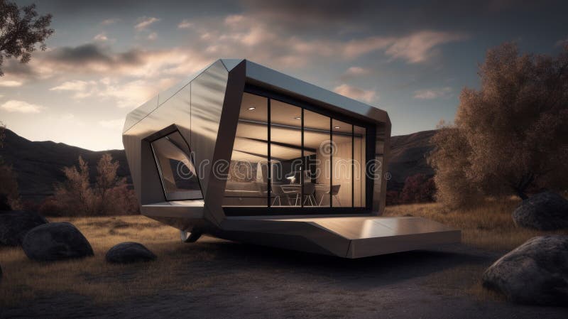 Innovative Modular Home with Transforming Features Stock Illustration ...