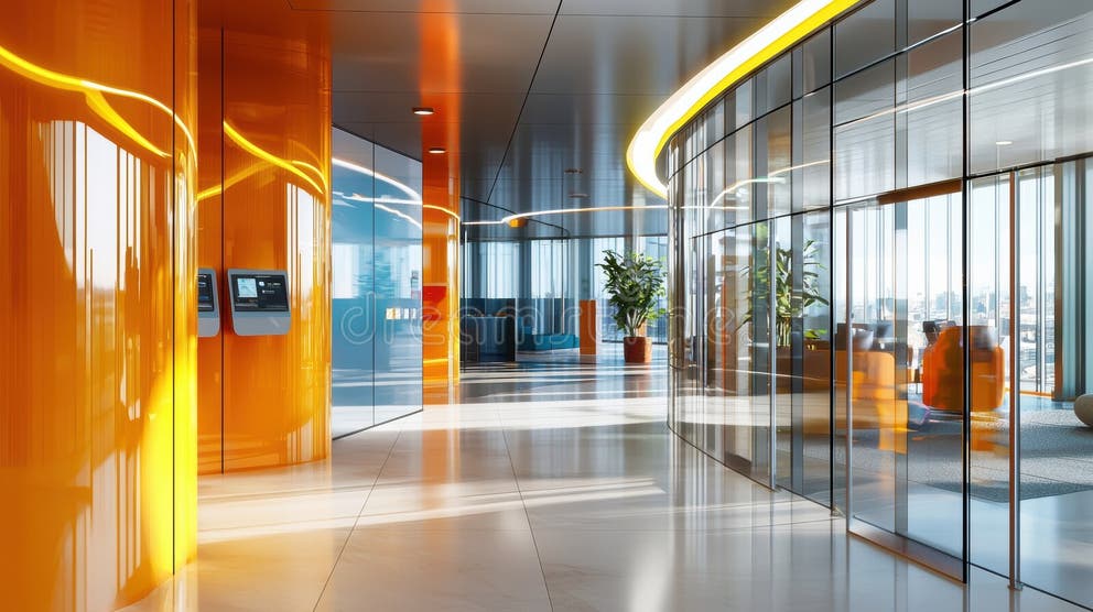 Innovative Office Lobby with Biometric Access and Modern Design ...