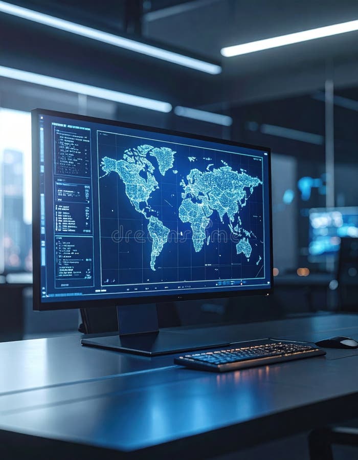 Innovative Office Workspace Showcasing Advanced Technology Stock Image ...