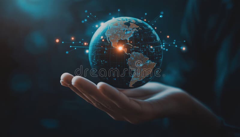 Innovative Online Education Technology Concept: World Map Point and ...