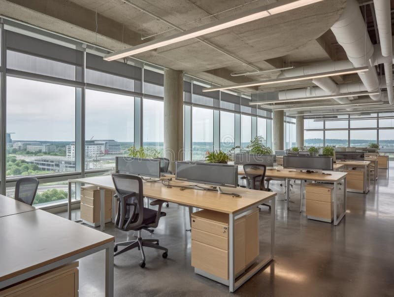 Innovative Open Concept Office Design for Collaboration Stock ...