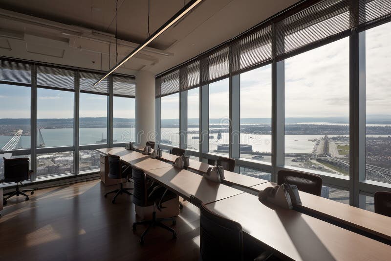 Innovative Open Office with Walls of Windows and Breathtaking View ...