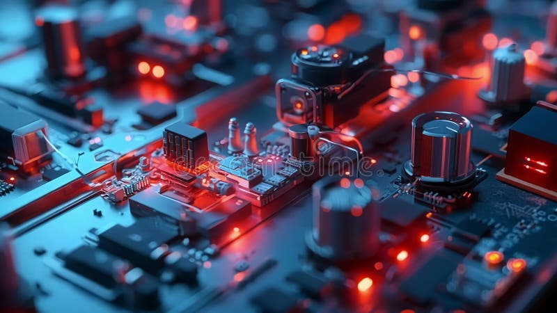 Innovative Pcb Design Featuring Glowing Components and Transistors ...