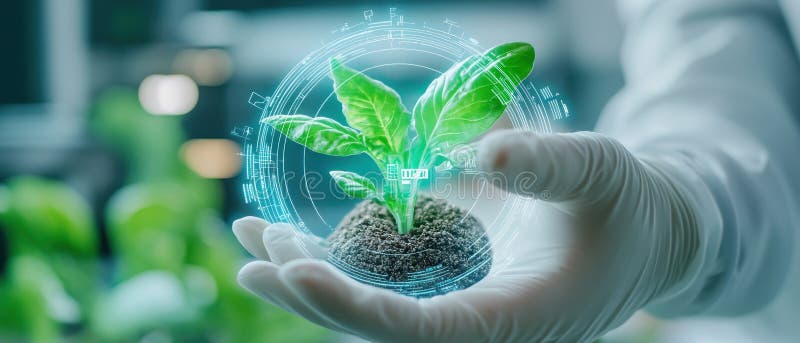 Innovative Plant Growth in Futuristic Lab with Digital Technology Stock ...