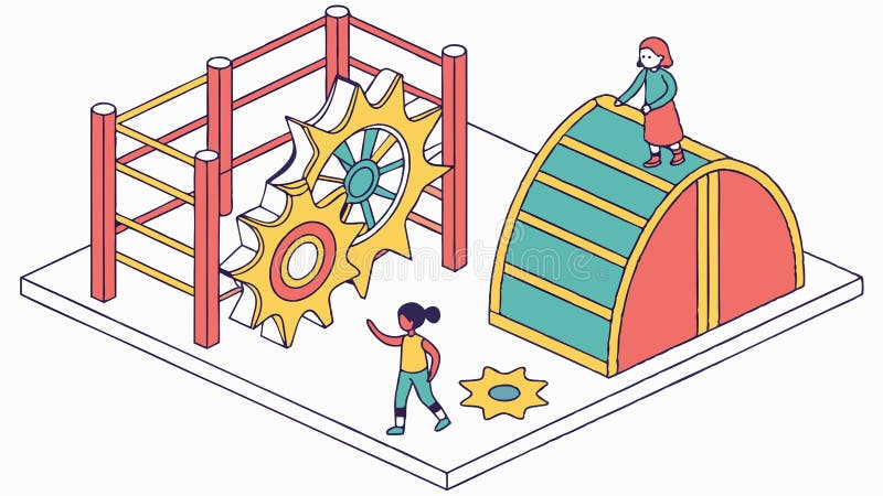 Innovative Playground with Gears, Interactive Learning, Vector Design ...