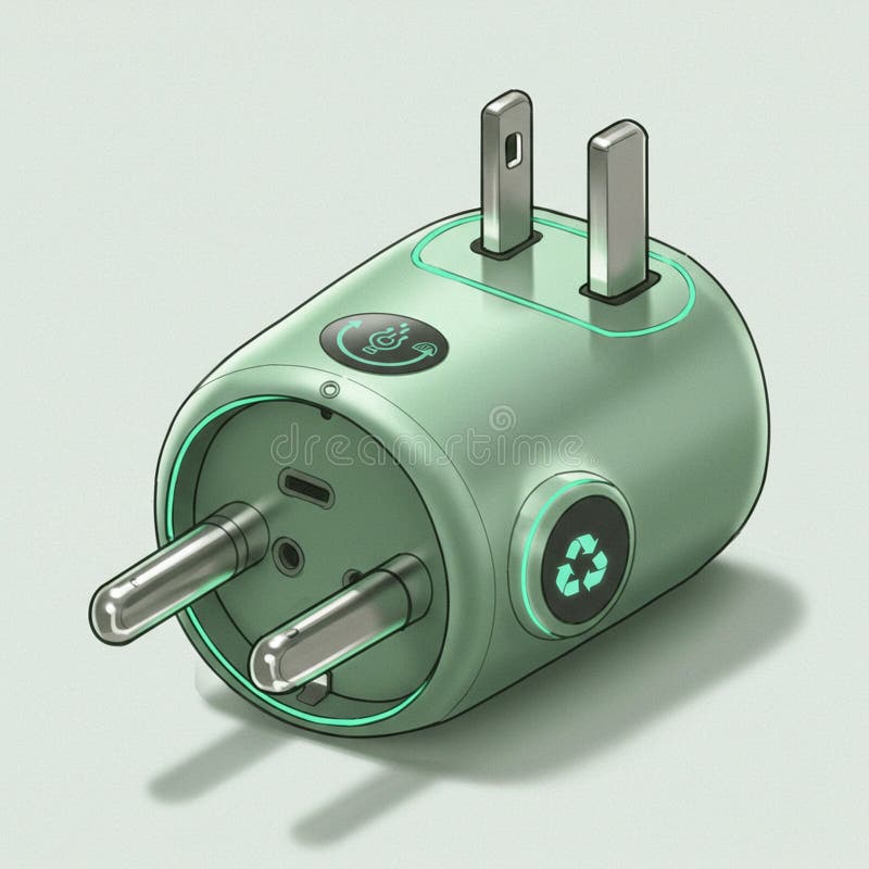 Innovative Plug Adapter with a Sleek, Cylindrical Design. Features Dual ...