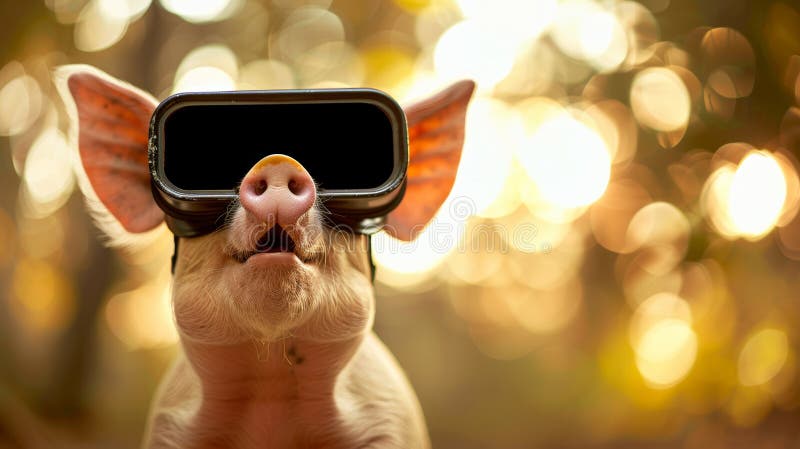 Innovative Portrayal of Pig Wearing Vr Glasses, Ready for Personalized ...