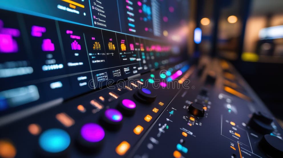 Innovative Production Control Panel Showing Colorful Data on Multiple ...