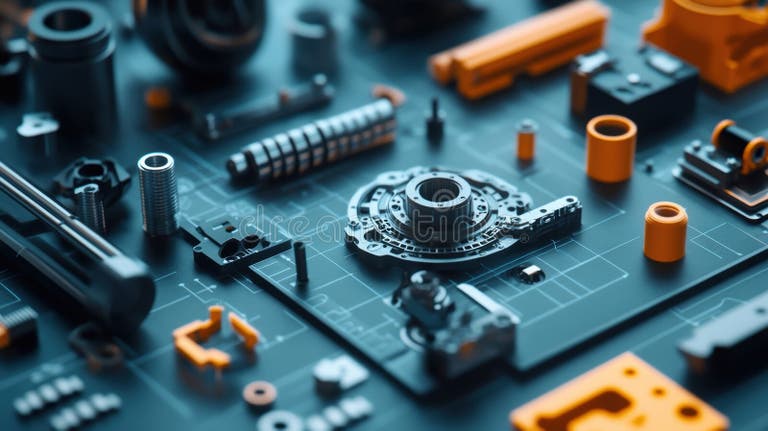 Innovative Production Process Showing Components and Engineering Design ...