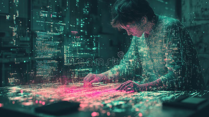 Innovative Programmer Creating Digital Data Visualizations in a ...