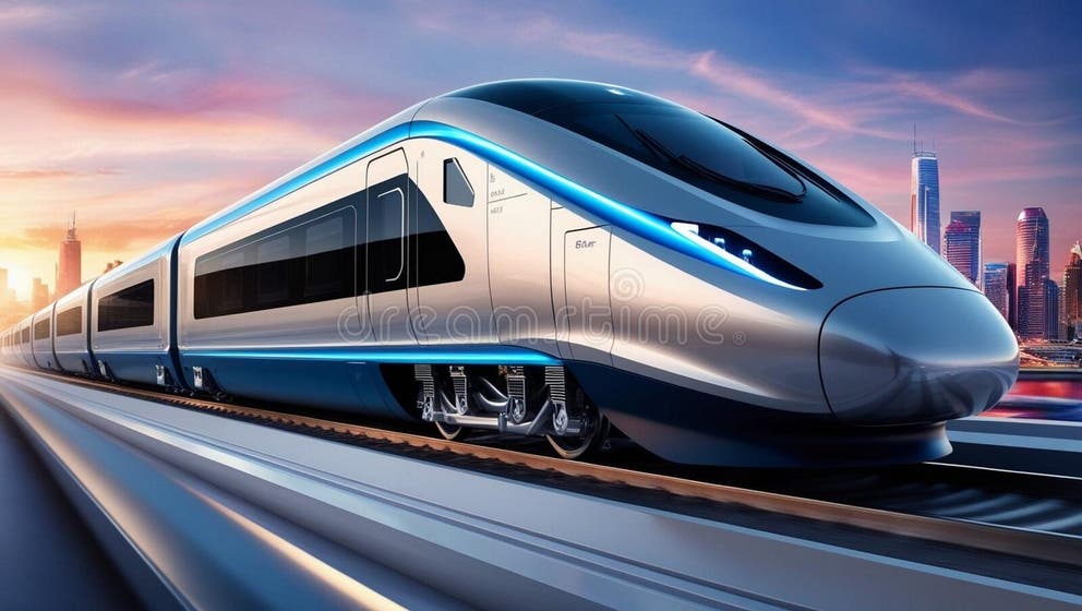 High-tech High-speed Train with Artificial Intelligence Stock ...