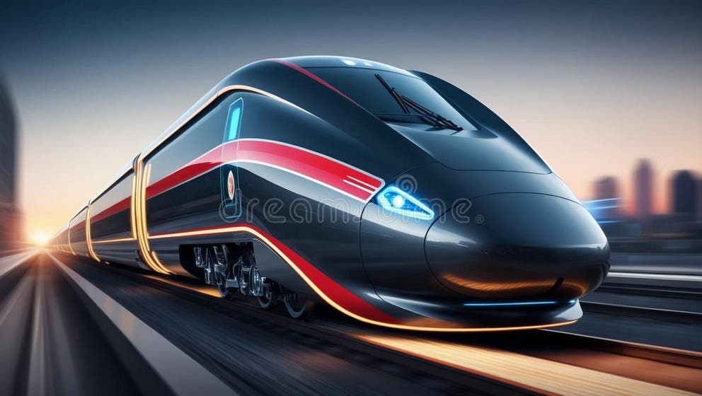 High-tech High-speed Train with Artificial Intelligence Stock ...