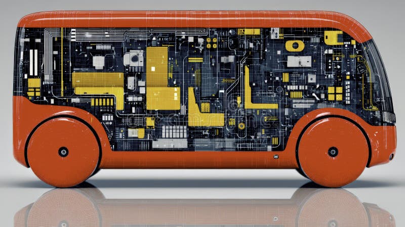 Innovative Red Autonomous Bus Design Showcasing Advanced Technology and ...