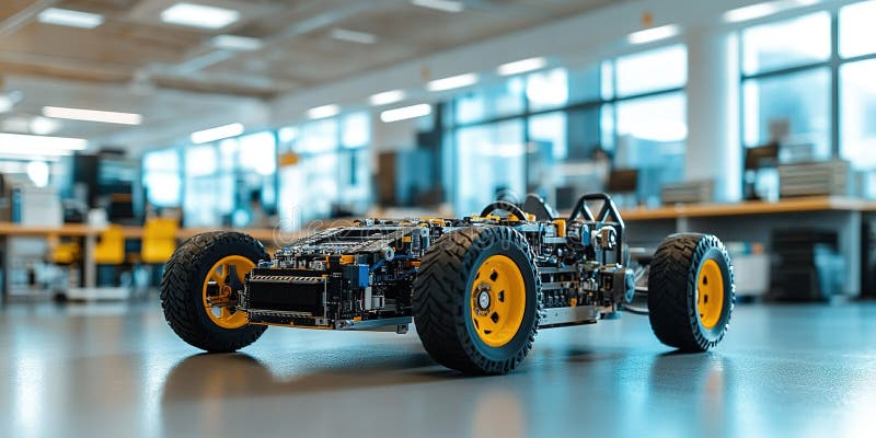 Innovative Remote-controlled Car Model in a Modern Workspace Showcasing ...