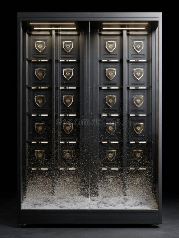 Vault-style Cloud Storage Visualization Featuring Protective Shields ...