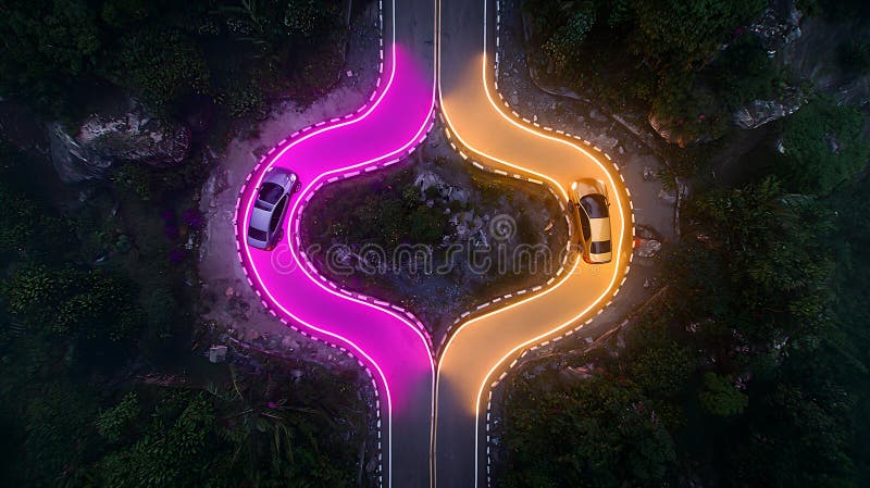 Smart Road Design with Illuminated Paths by LEDs Stock Illustration ...