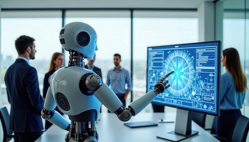 Innovative Robot Engages a Group of Professionals in Data Analysis ...