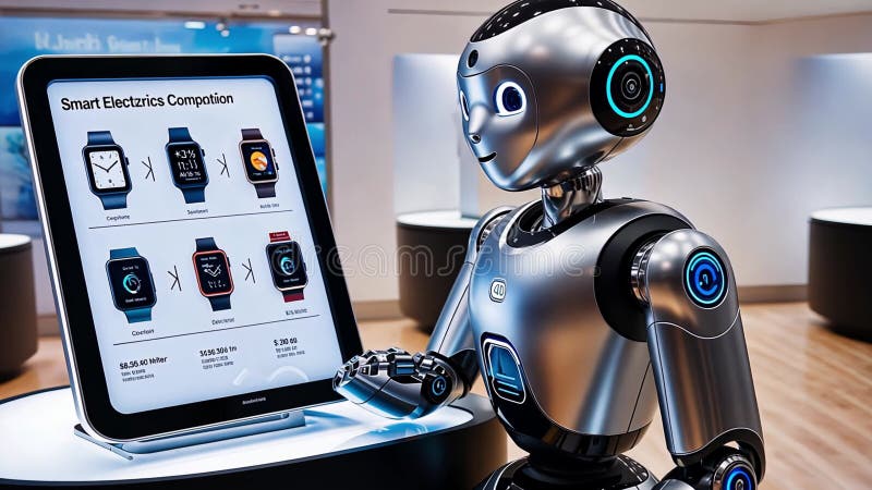 An Innovative Robot Engaging with a Smartwatch Display Technology Stock ...