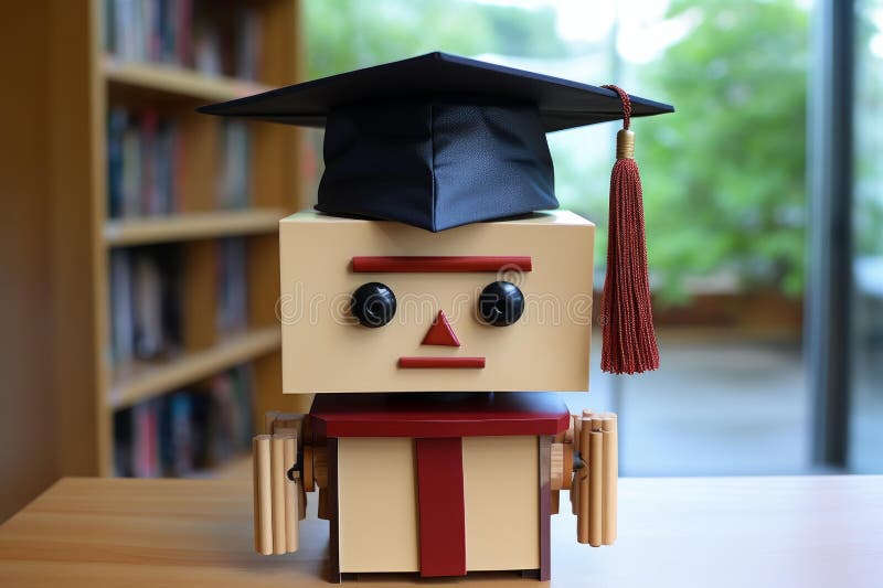 Innovative Robot Graduation Cap. Generate Ai Stock Image - Image of ...