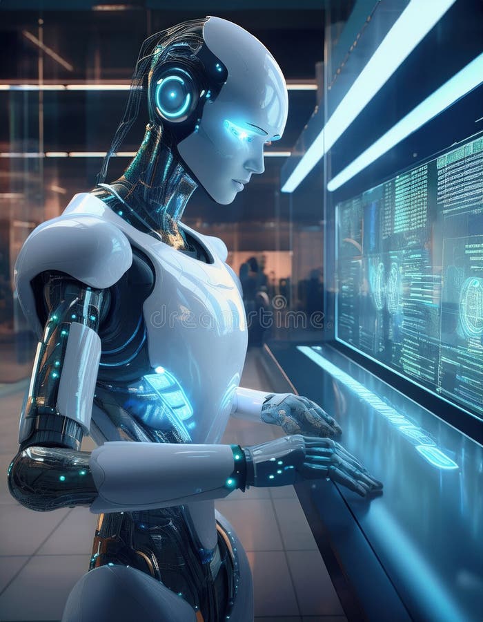 Innovative Robot Interacts with Advanced Banking Stock Image - Image of ...