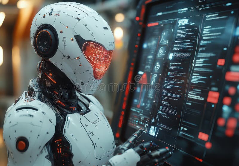Innovative Robot Presenting Futuristic Data on Digital Screen ...
