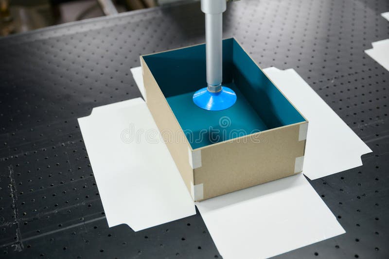 Innovative Robot Technology Streamlines Gluing Process Cardboard Box Manufacturing Plant Stock ...