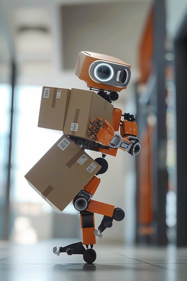 Innovative Robot Transporting Parcels in a Modern Warehouse Setting ...