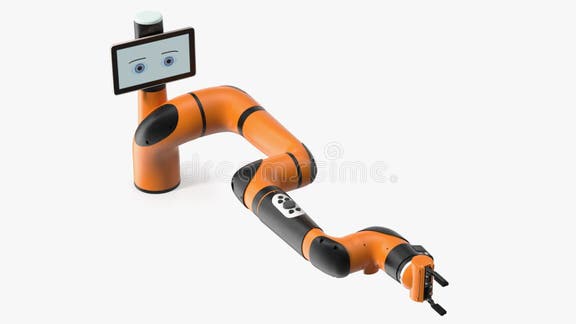 Interactive Robotic Arm with Digital Face Display Stock Illustration ...