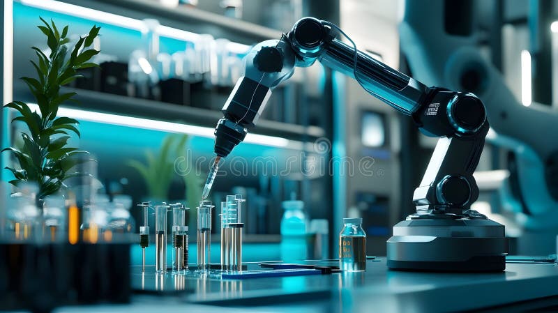 Innovative Robotic Arm in a Futuristic Laboratory Setting Stock Image ...