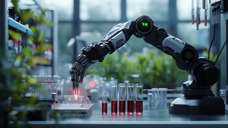 Innovative Robotic Arm in a Modern Laboratory Setting Stock ...