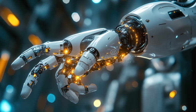 Innovative Robotics Features a Detailed Robotic Hand with Glowing ...