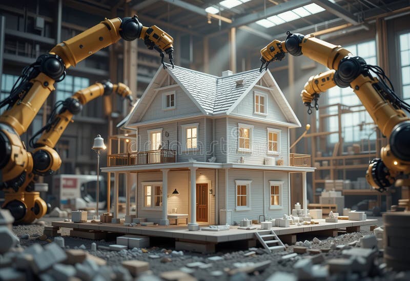 Innovative Robots Constructing a Detailed Model House in a Factory ...