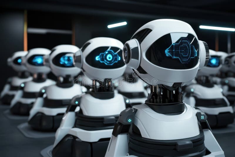Innovative Robots Lined Up in a Modern Technology Laboratory Ready for ...