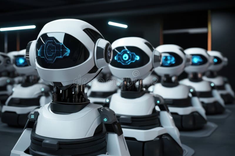 Innovative Robots Lined Up in a Modern Technology Laboratory Ready for ...