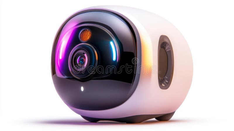 Innovative Round-shaped Security Camera with Colorful Lighting Stock ...