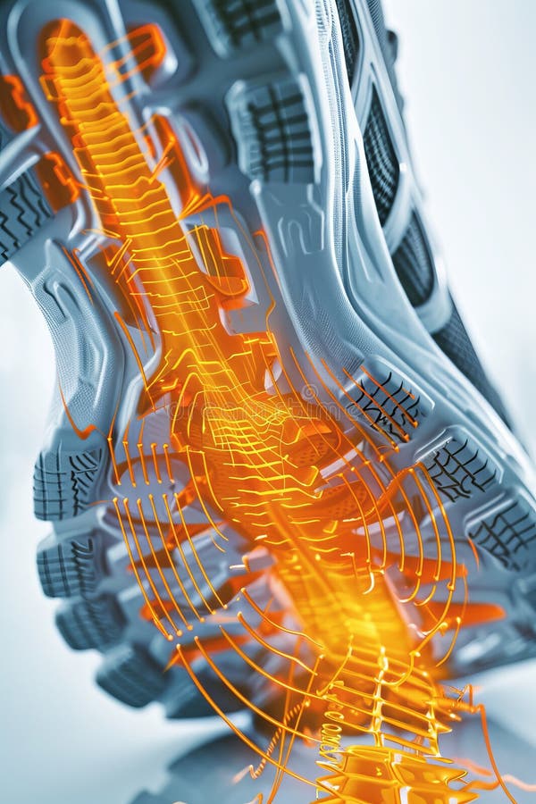 Innovative Running Shoe Showcasing Impact on Light Blue Ground with ...