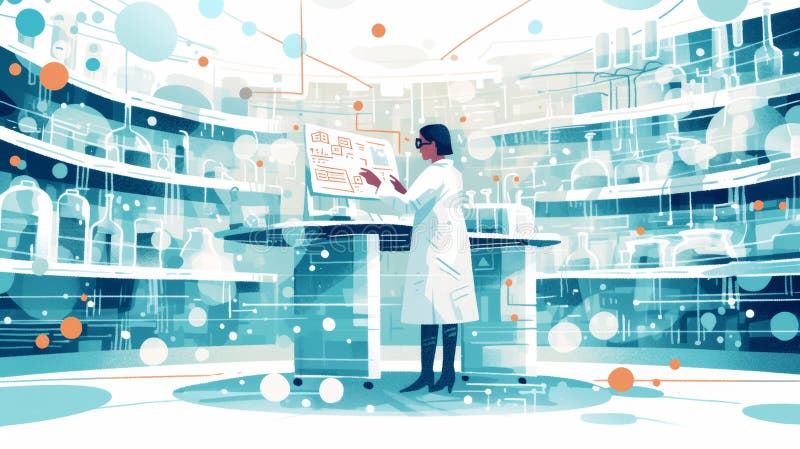 Innovative Scientist Using Digital Interface in Futuristic Laboratory ...