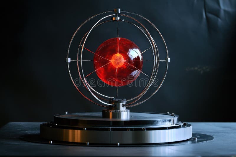 Innovative Sculpture Representing Atomic Structure Illuminated with Red ...