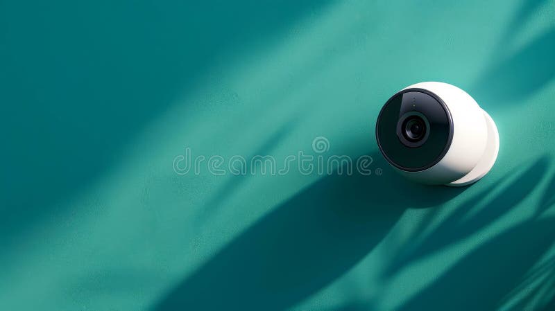 Innovative Security Camera Design on Vibrant Teal Background Technology ...