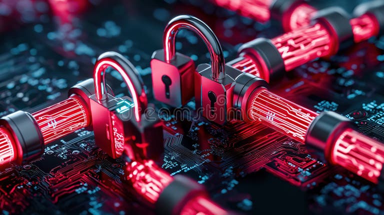 Innovative Security Technology with Glowing Locks and Circuit Patterns ...