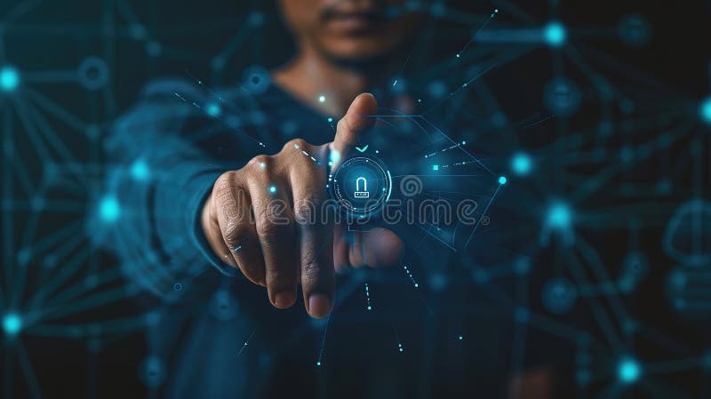 Innovative Security Technology. Person Interacting with Advanced ...