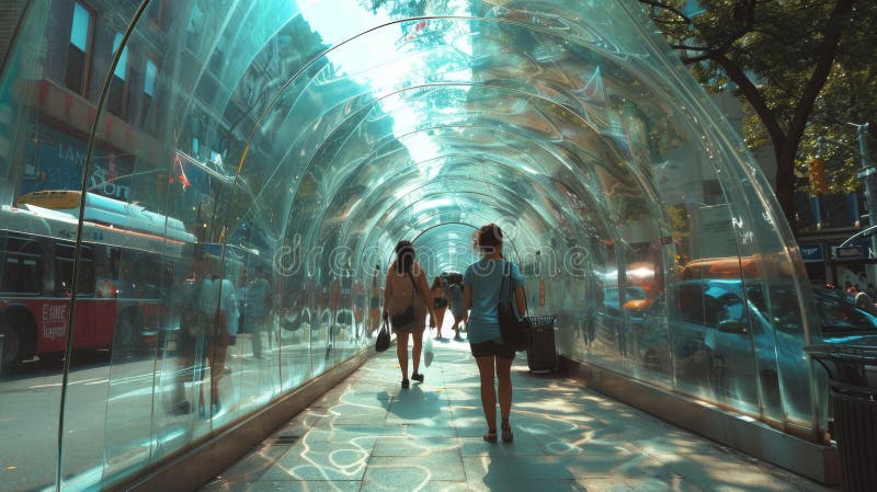 Innovative Shield Covers Sidewalk, People Walking Comfortably Beneath ...