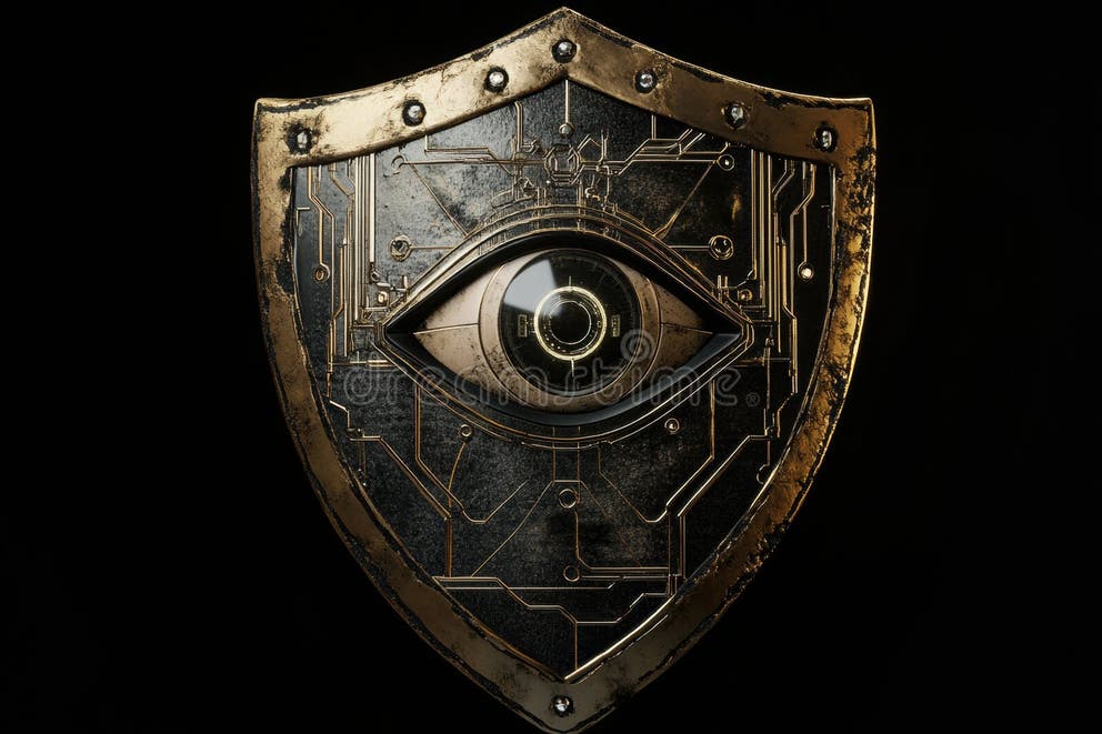 Innovative Shield Design Featuring Cybernetic Patterns and a Robotic ...