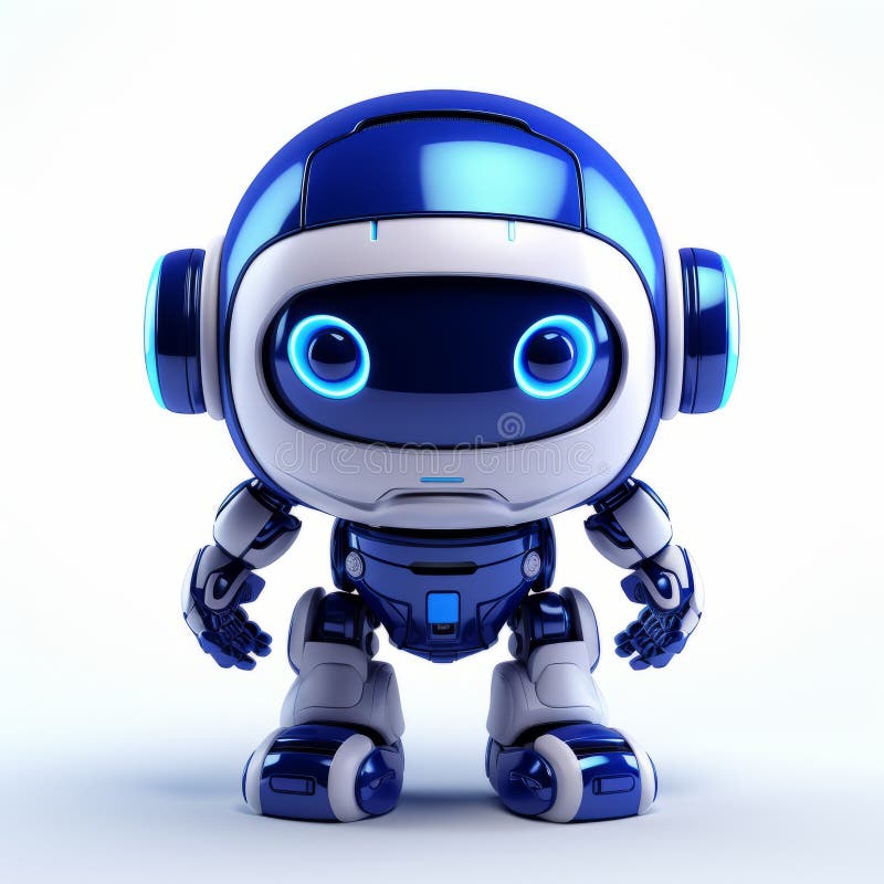 Innovative Small Blue Robot with Distinctive Character Design Stock ...